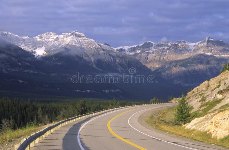 Morning in Canadian Rockies Stock Photo - Image of canada, road: 6588890