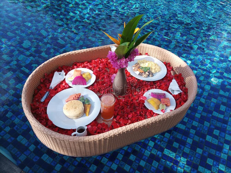 Morning Celebration Breakfast Float Water Stock Photo - Image of water ...