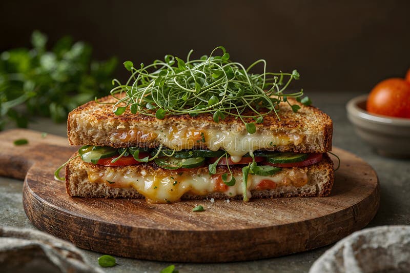 Morning Cheese and Vegetable Sandwich Stock Illustration - Illustration ...