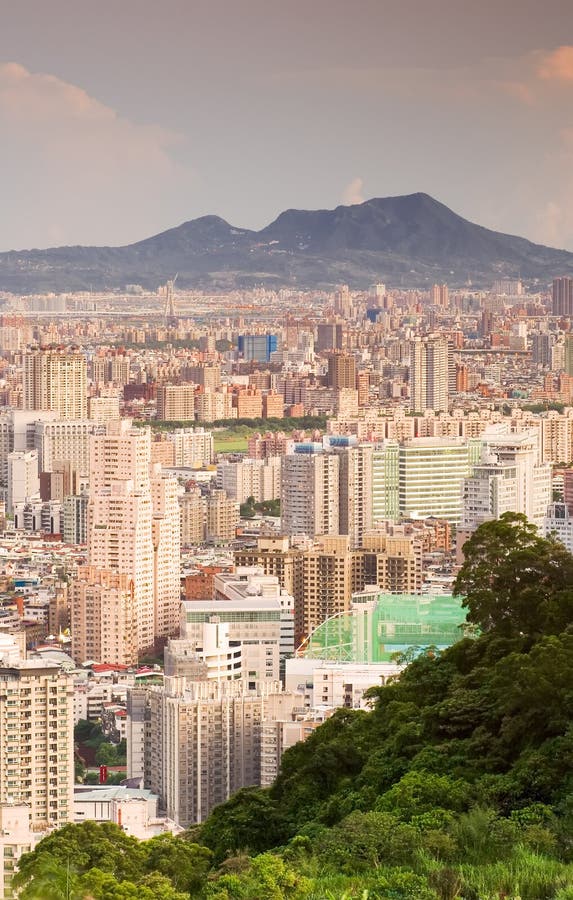 Morning City Landscape with Mountain Far Away Stock Photo - Image of ...