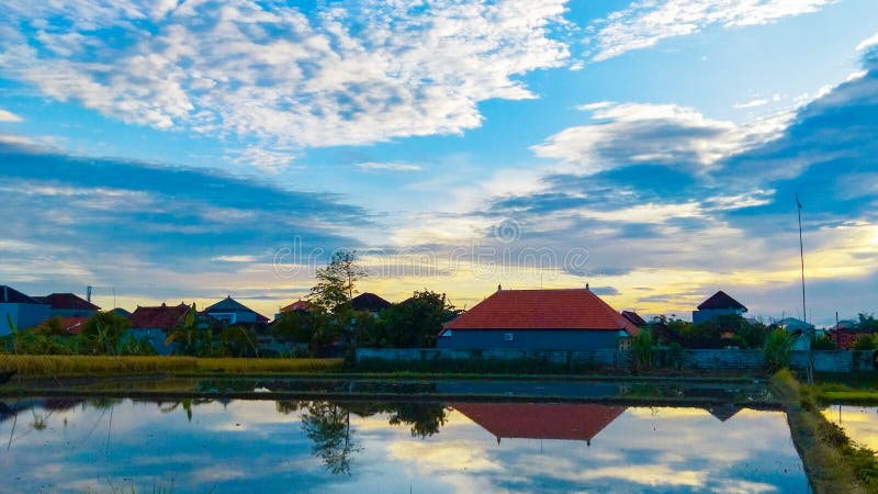 Morning Cloudy Sky and Water Reflection Stock Image - Image of river ...