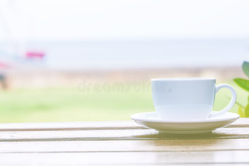 Morning coffee at beach stock image. Image of breakfast - 97163765