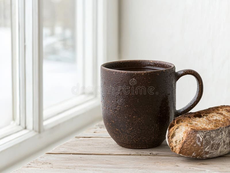 Morning Coffee and Bread by the Window Stock Illustration ...