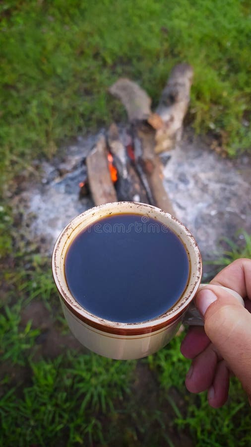 Morning coffee at camp stock photo. Image of outdoor - 267474974
