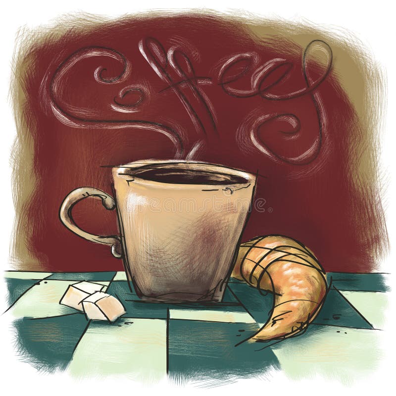Morning coffee cartoon stock illustration. Illustration of tasty - 26575943