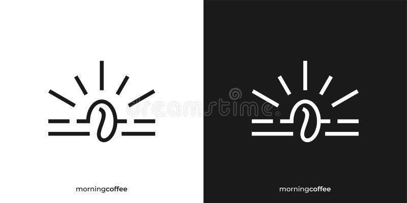 Simple Morning Coffee Logo. Coffee Bean and Sun Graphic Icons Stock ...