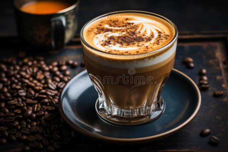 Morning Coffee Cup on Wooden Table, Seen from Above, Capturing the ...