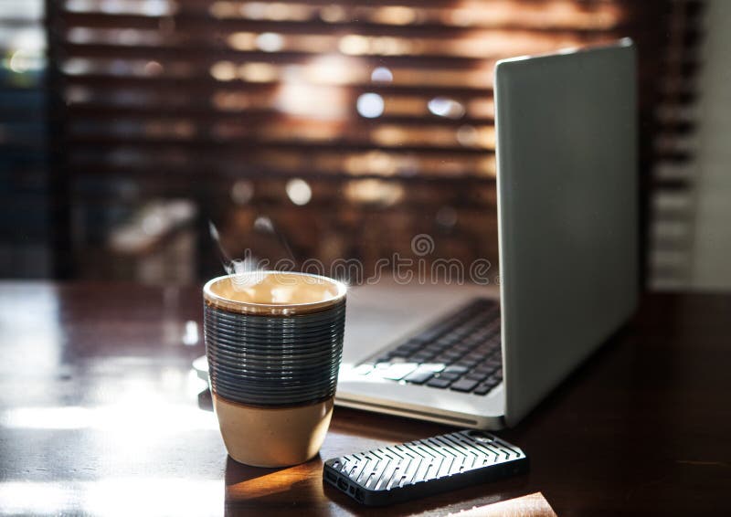Laptop and coffee stock image. Image of internet, wireless - 1969341