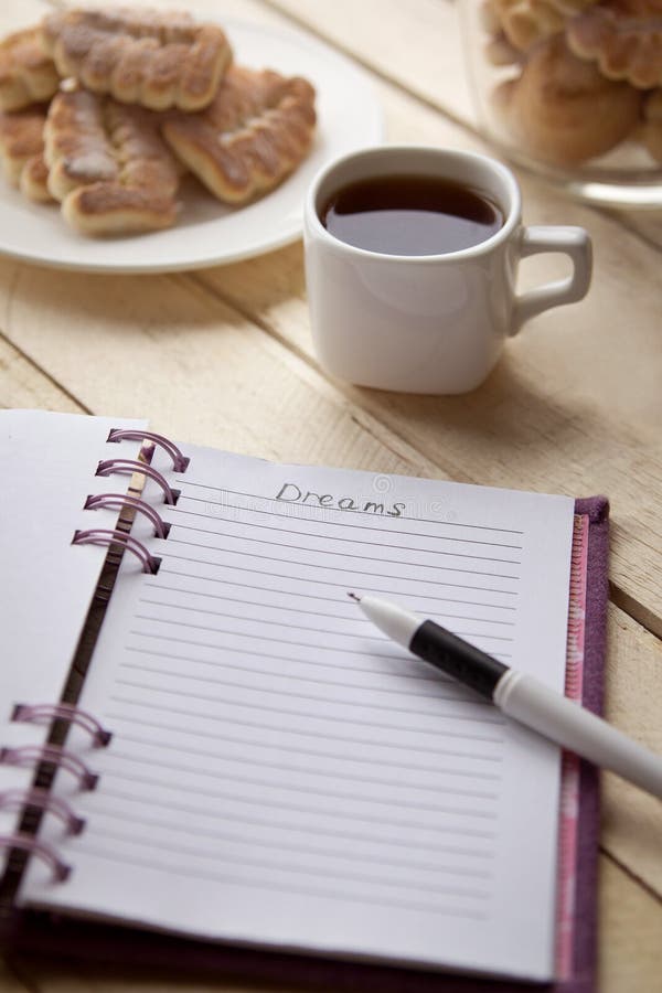 Morning Coffee while Making Notes Stock Image - Image of blank ...