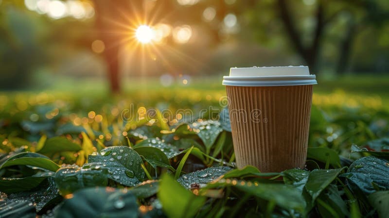 Morning Coffee in Nature - Generative Ai Stock Illustration ...