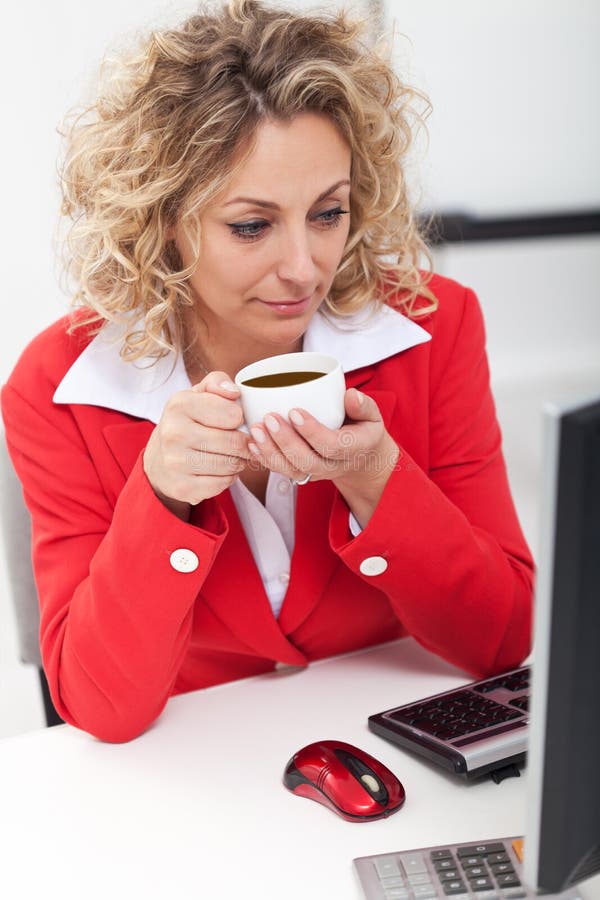 Morning Coffee in the Office Stock Image - Image of secretary ...