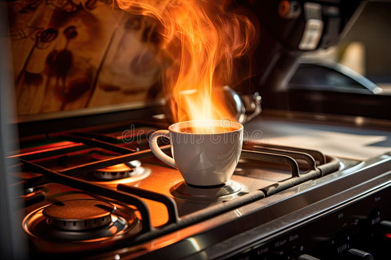 Morning Coffee on the Stove in a Motorhome. Stock Photo - Image of ...
