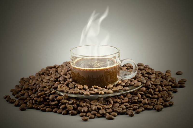 Morning Coffee with Stream and Beans - Vignette and Vintage Stock Image ...