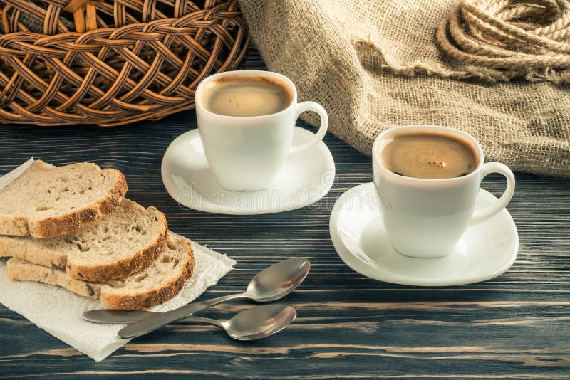 Morning coffee for two stock image. Image of saucer - 133337791