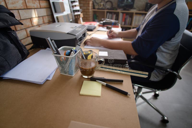 Morning Coffee before Work at the Office Stock Photo - Image of ...