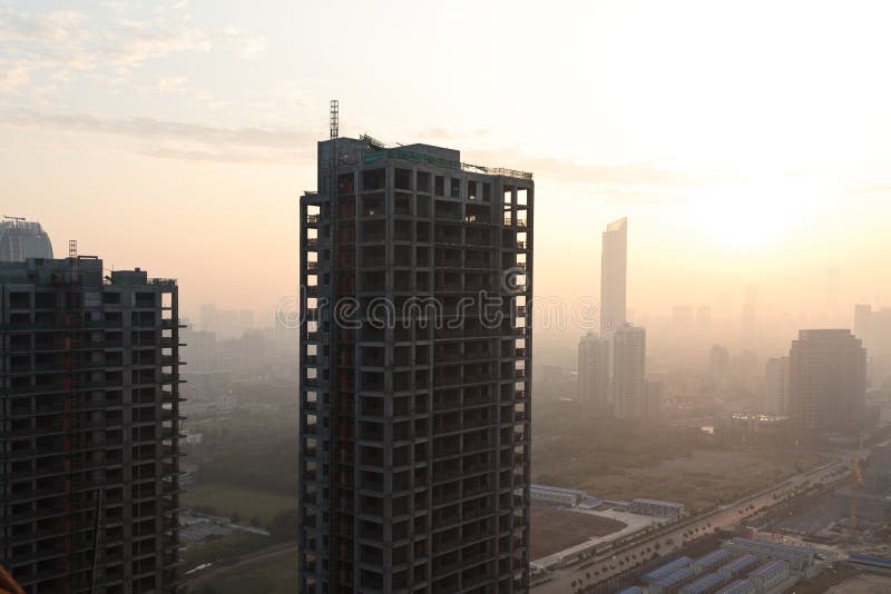 Morning, Construction Sites Stock Image - Image of cement, sunrise ...