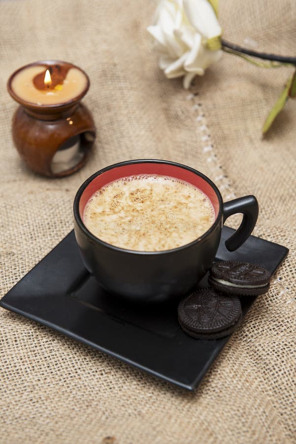 Morning Crumb with Cappuccino Meal Stock Photo - Image of morning, food ...