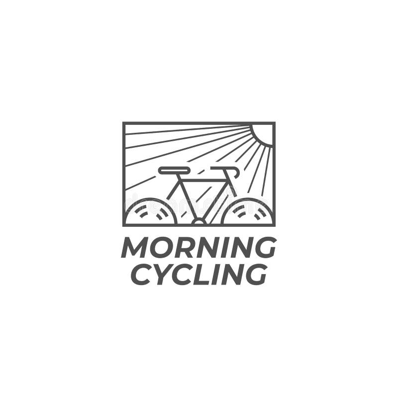 Morning Cycling Logo, Bicycle Under the Sun Rays Monoline Line Logo ...