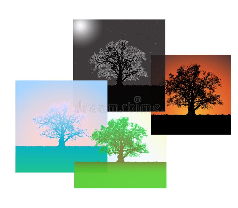 Four Times of the Day: Morning, Afternoon, Evening and Night Stock ...