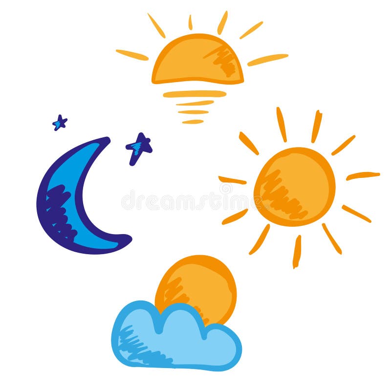 Morning Day Evening Night Icon Set Stock Vector - Illustration of dark ...