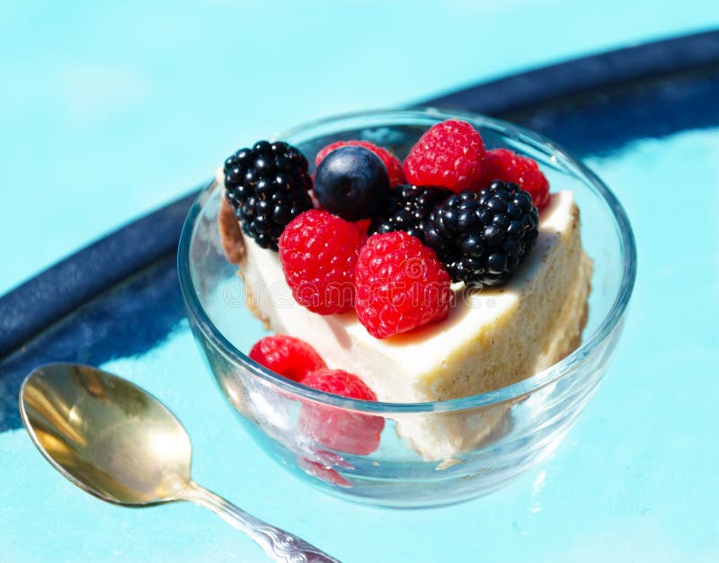 Morning Dessert with Berries Stock Image - Image of glass, blackberry ...