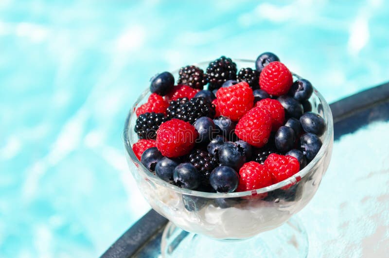 Morning Dessert with Berries Stock Image - Image of blackberry, pool ...