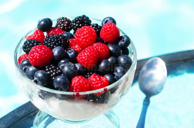 Morning Dessert with Berries Stock Photo - Image of raspberry, morning ...