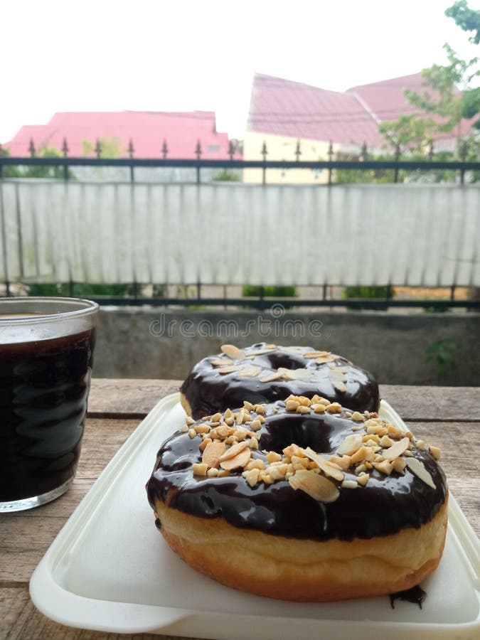 Morning Donut and Coffee stock photo. Image of breakfast - 226485204