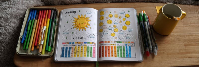 Morning and Evening Mood Tracker Layout Designed for daily Reflection ...