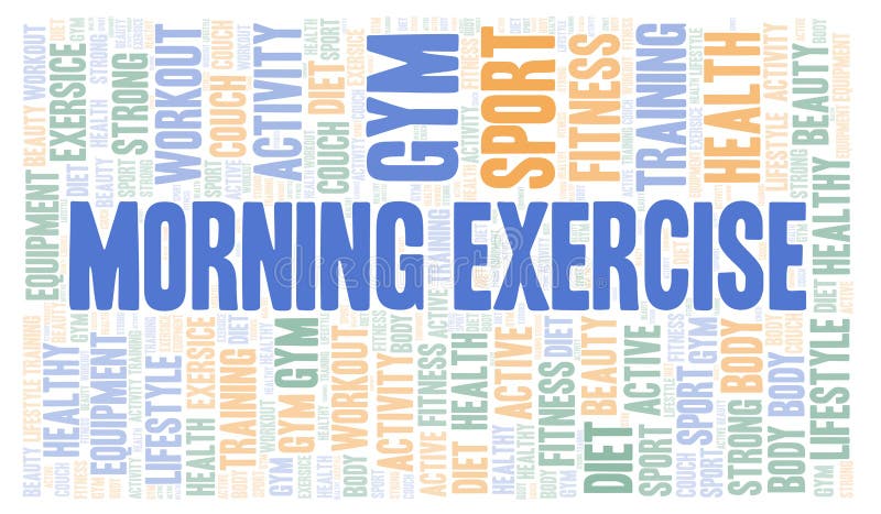 Morning Exercise Word Cloud Stock Illustration - Illustration of ...