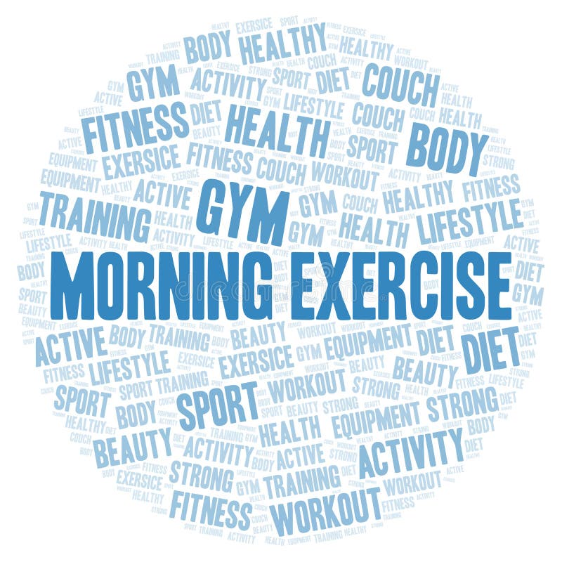 Morning Exercise Word Cloud Stock Illustration - Illustration of cloud ...