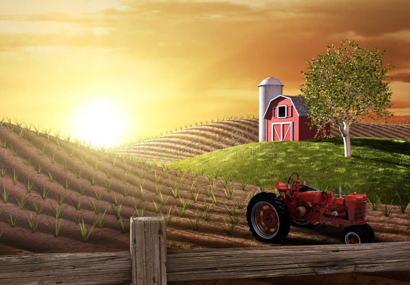 Morning on the Farm stock illustration. Illustration of silo - 2997606