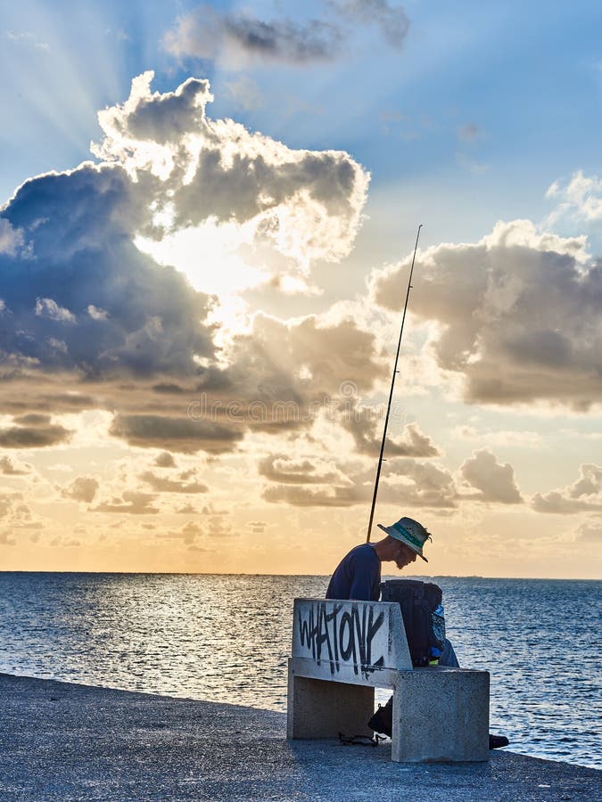 Morning of Fishing in the River Breakwater Editorial Photo - Image of ...