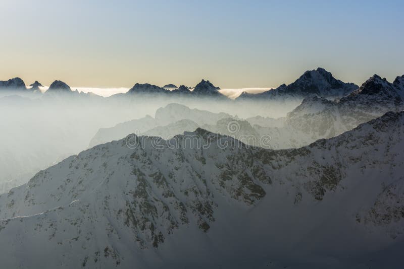 Morning Fog between the Ridges. Stock Image - Image of crag, cloud ...