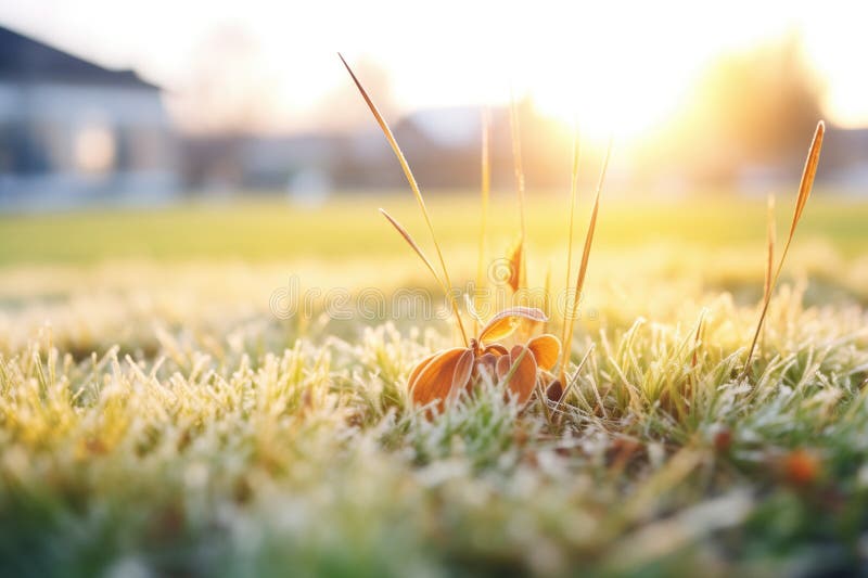 Morning Frost on Grass with First Light Stock Illustration ...