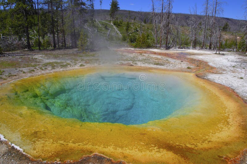 Morning Glory Pool in Yellowstone Stock Photo - Image of waterfall ...
