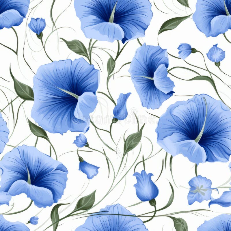 Morning Glory Vector Pattern - Seamless Design Stock Illustration ...