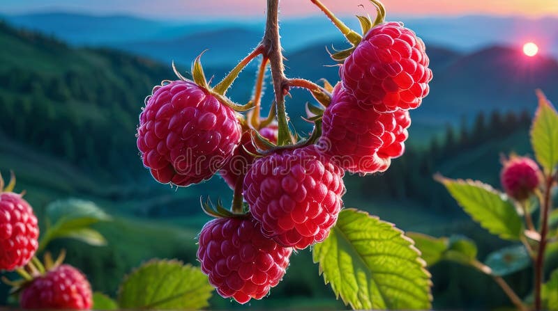 Morning Glow: Ethereal Raspberry Delight Stock Illustration ...