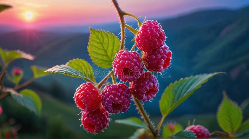 Morning Glow: Ethereal Raspberry Delight Stock Illustration ...