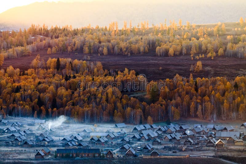 Morning of Hemu Village, Kanas, Xinjiang Stock Image - Image of china ...