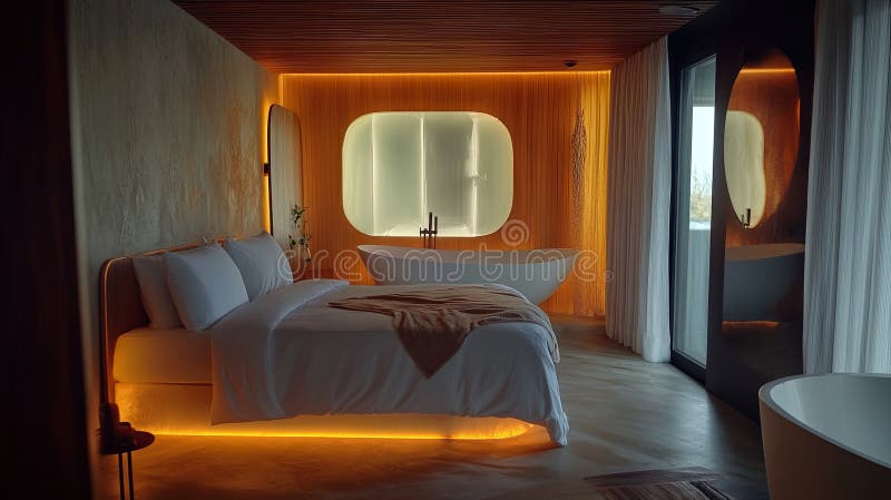 Morning Ice Pod Ritual in Hotel Suite . Stock Image - Image of cool ...