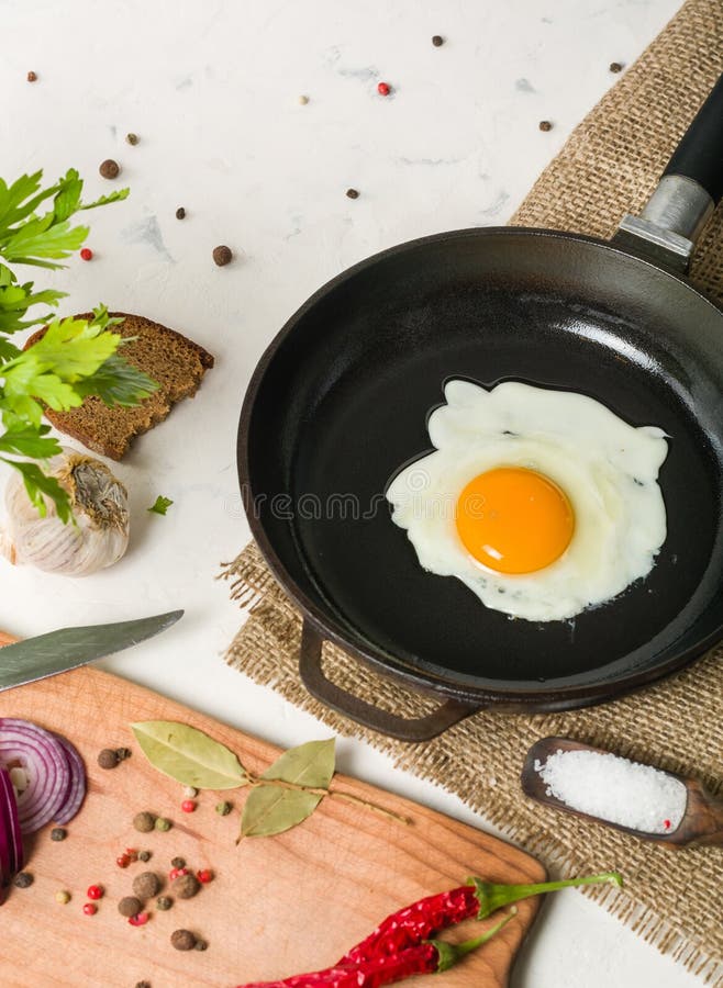 Morning in the Kitchen. Cooking Breakfast. Fried Egg Stock Image ...