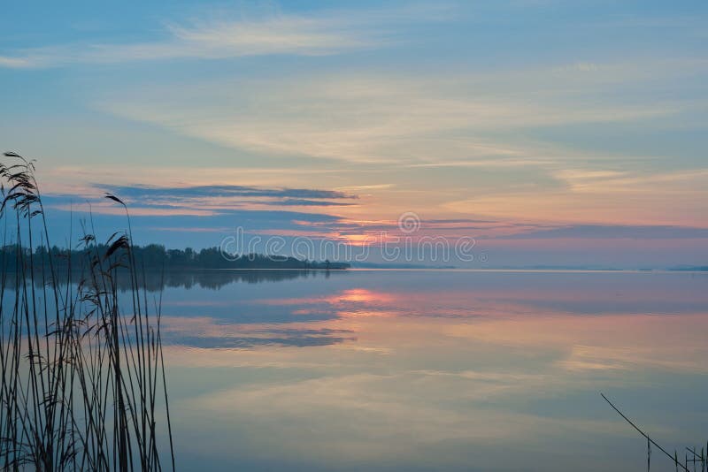 Morning by the Lake. Beautiful Spring Sunrise Stock Photo - Image of ...