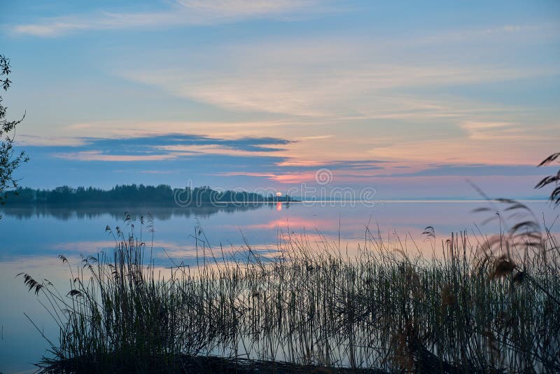Morning by the Lake. Beautiful Spring Sunrise Stock Image - Image of ...