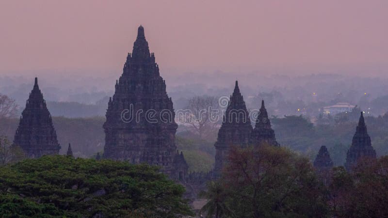 Morning Landscape of Central Java Prambanan Temple Stock Photo - Image ...