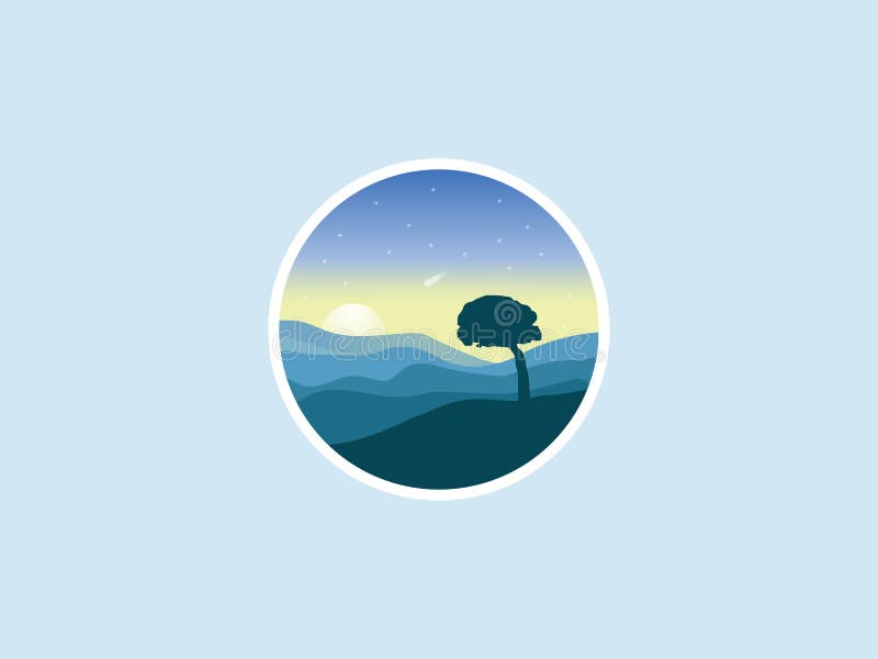 Morning Landscape Circle Icon. Vector in Flat Design. Stock ...