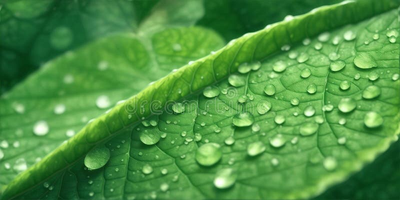 Morning Leaf Up Close, Adorned with a Sparkling Dewdrop Water Drops ...