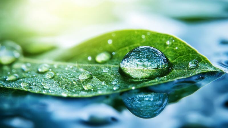 Morning Light Captures Nature's Reflection Dew Droplets Leaf Stock ...