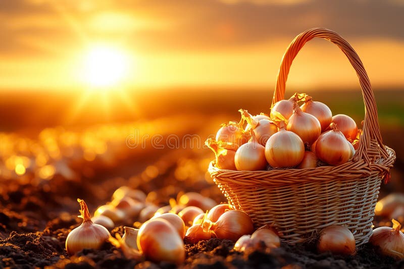 Morning Light Casts a Warm Glow on Baskets Filled with Freshly Pulled ...
