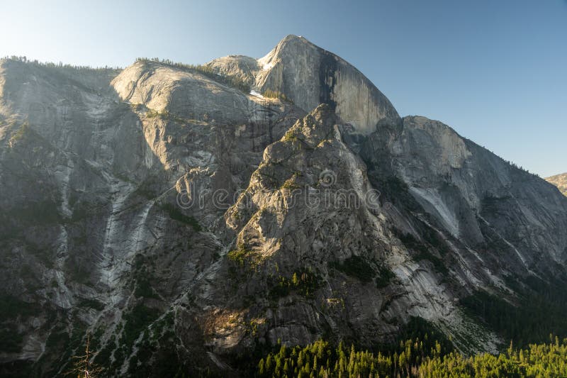 Morning Light Catches on the High Cliffs Below Half Dome Stock Image ...
